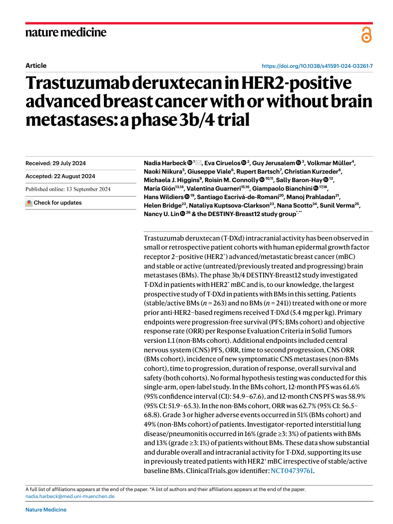 Destiny-12 Trial Results Published in Nature Medicine - Cancer Trials ...