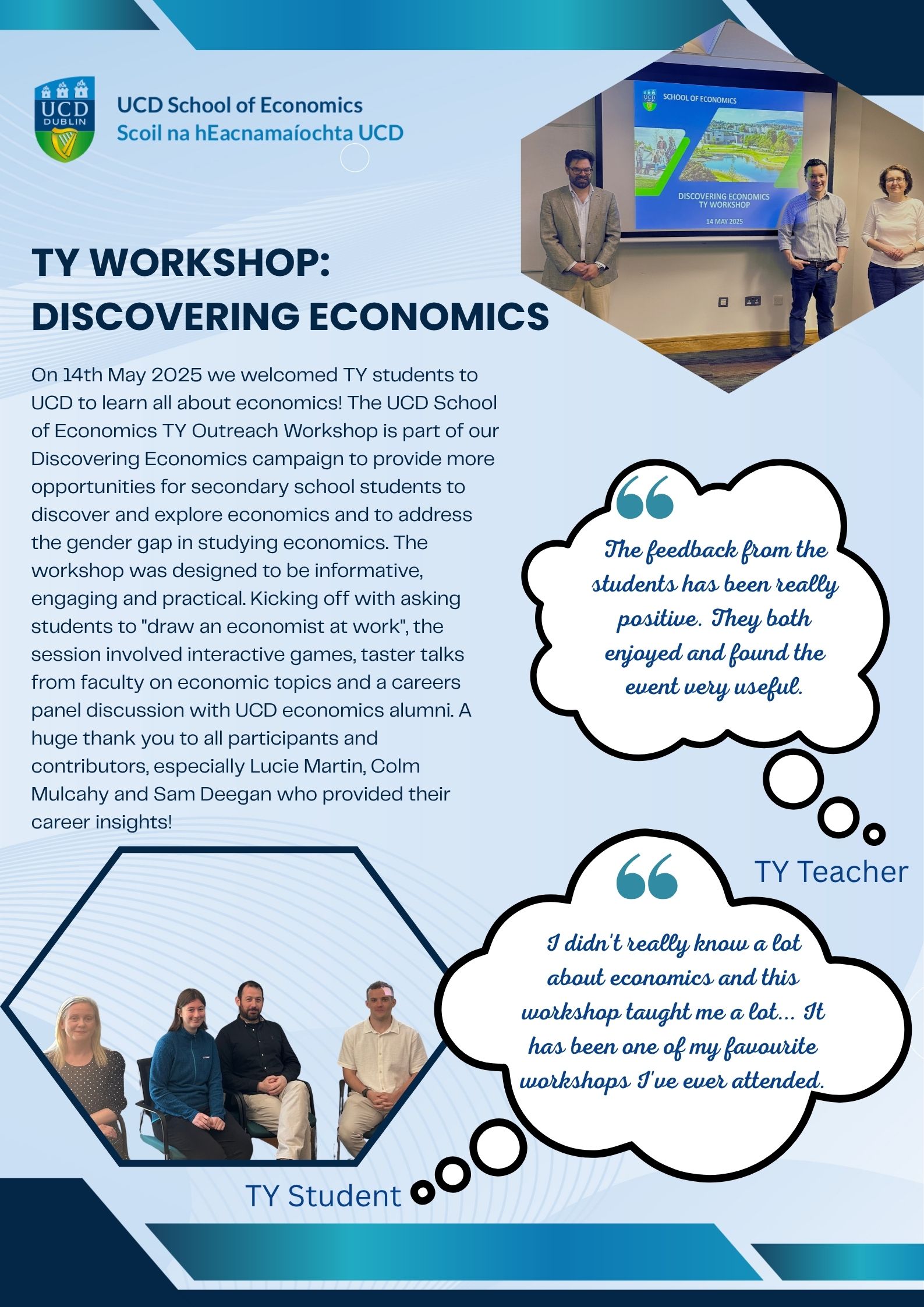 TY Workshop: Discovering Economics - UCD School of Economics
